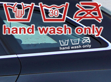 Auto Aufkleber Hand Wash Only - keine Waschanlage | Kultsticker ...